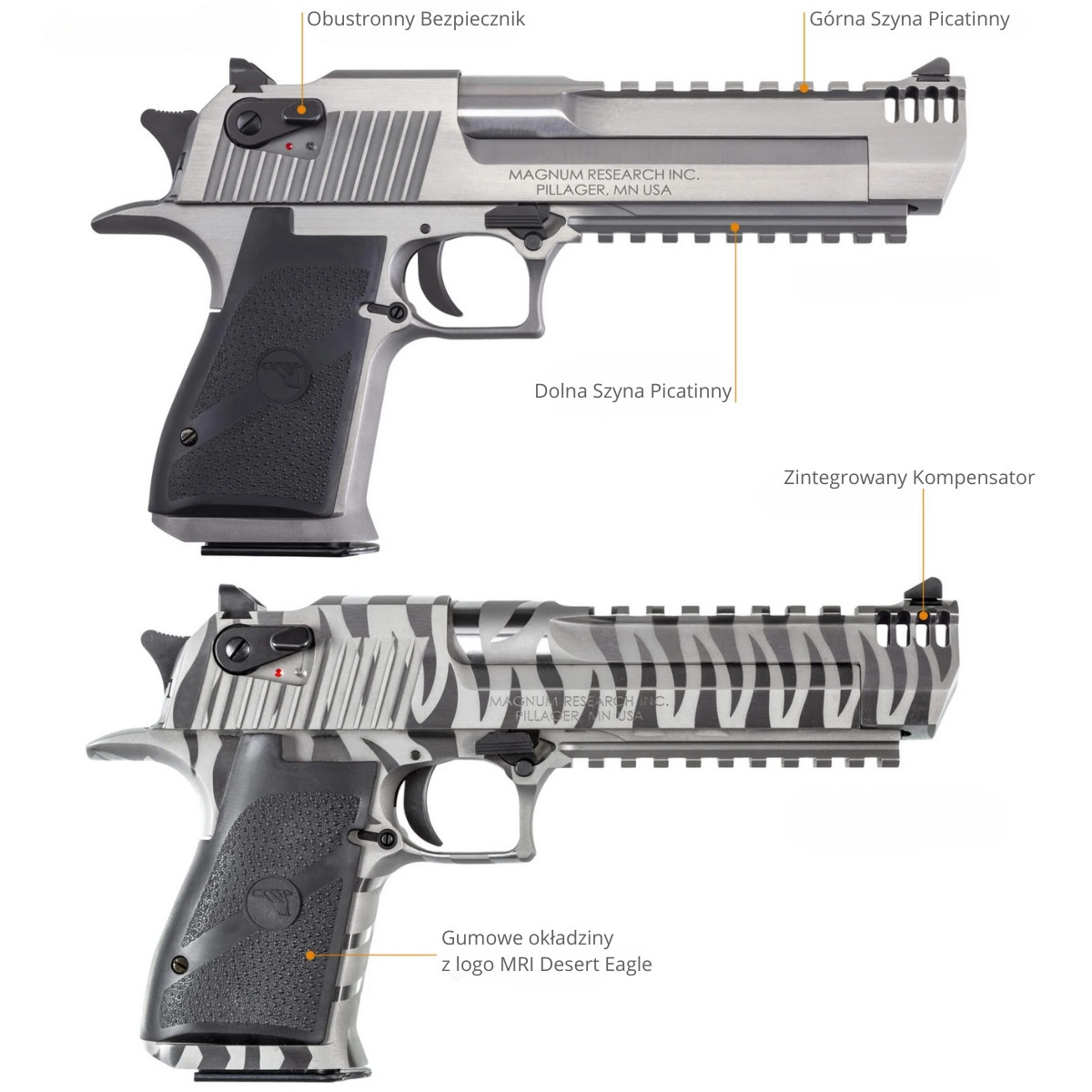 Desert Eagle XIX 6'' White Tiger Stripes MB Integral .44Magnum (DE44WTS)